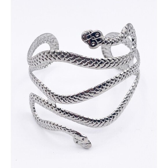 Unbranded | Jewelry | Silver Tone Double Headed Snake Upper Arm Cuff ...